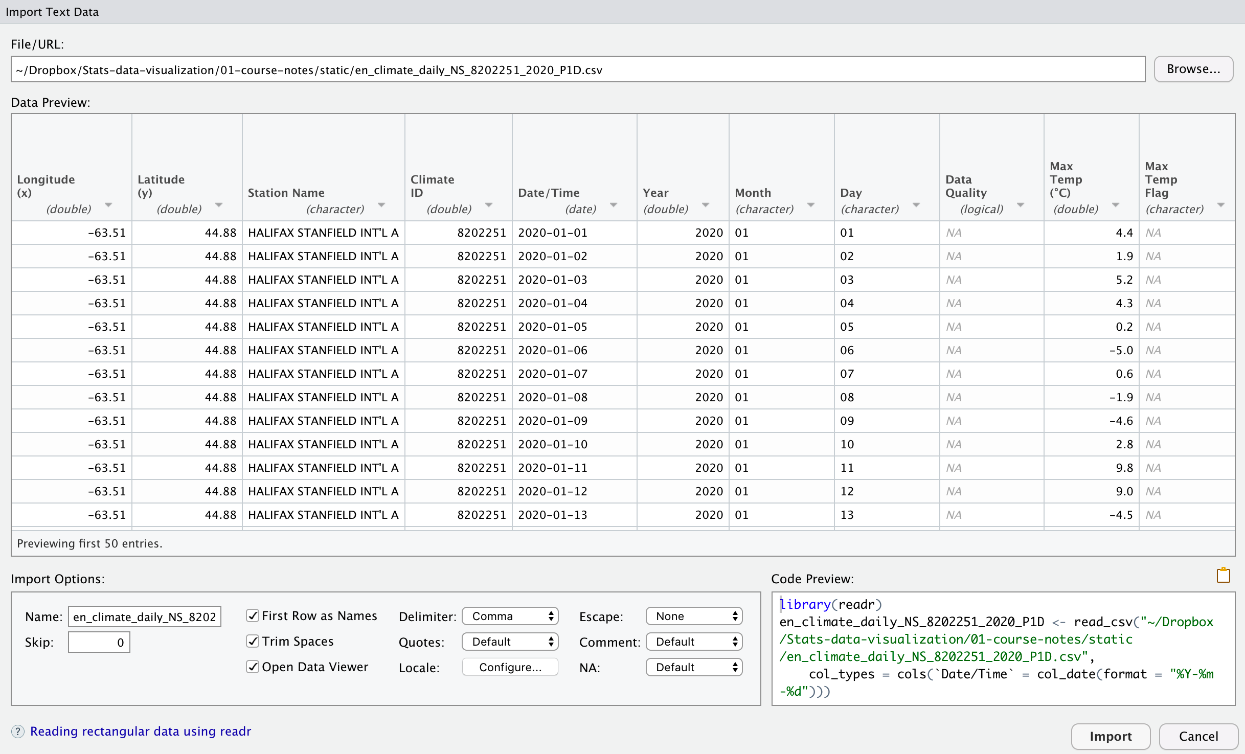 data-viz - Reading data into R data-viz - Reading data into R
